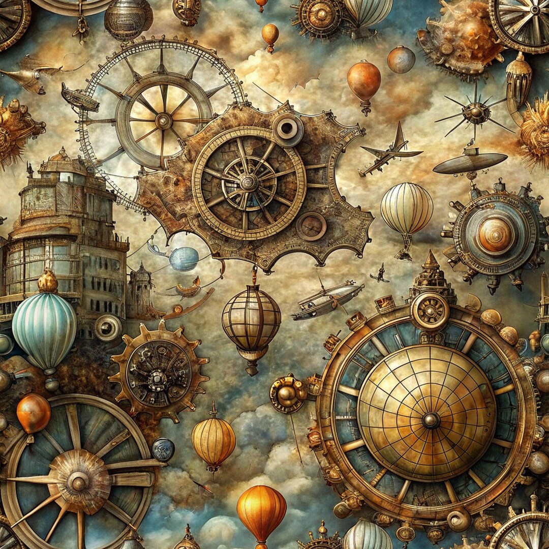 Steampunk Old Maps Pattern 9 Quilting Cotton Fabric - Etsy