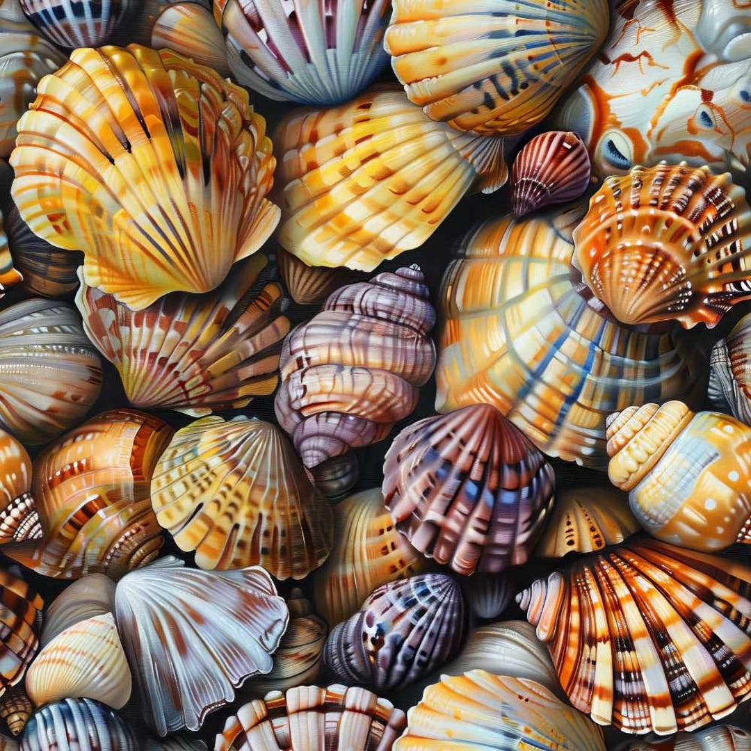 Realistic Sea Shells Quilting Cotton Fabric - Etsy