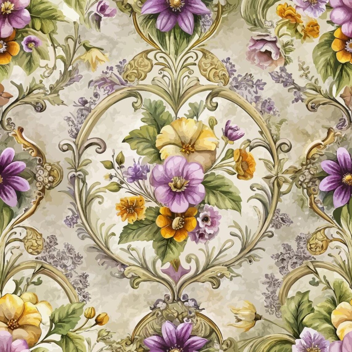 Baroque Florals Pattern 173 Quilting Cotton Fabric - Etsy