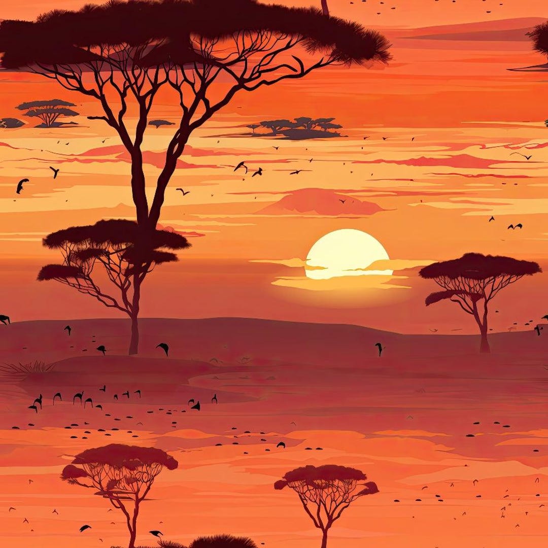 African Safari Sunset Pattern 9 Quilting Cotton Fabric - Etsy