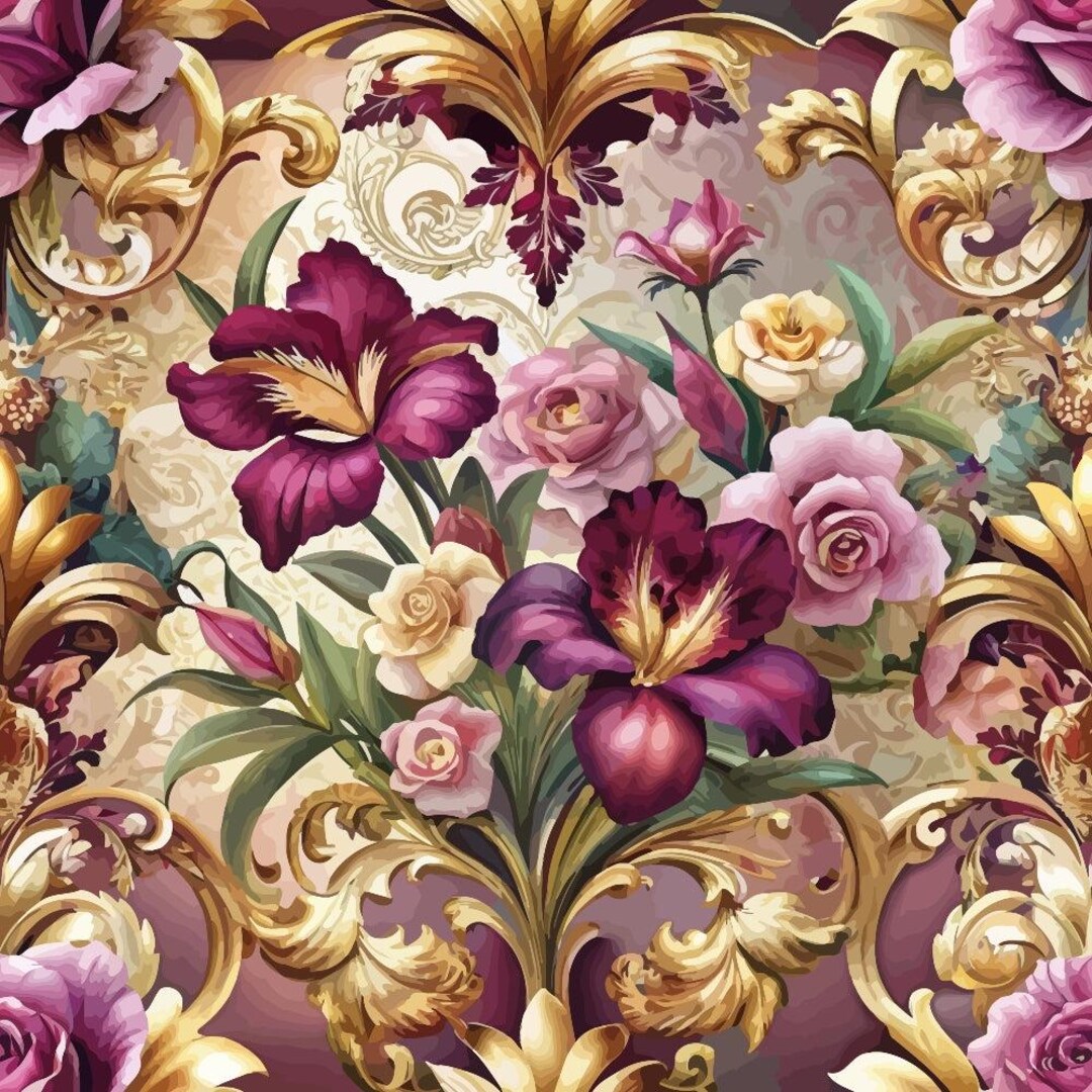 Baroque Florals Pattern 15 Quilting Cotton Fabric - Etsy