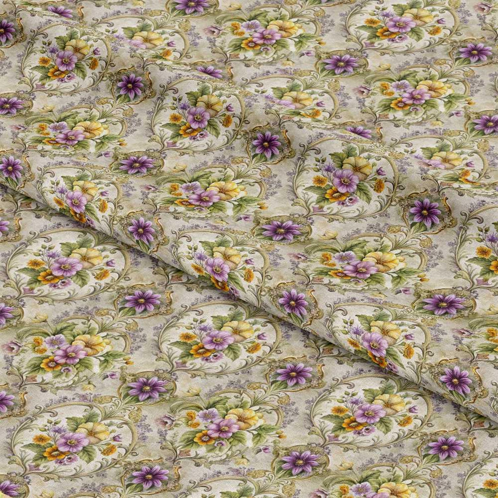 Baroque Florals Pattern 173 Quilting Cotton Fabric - Etsy