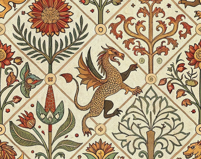 Medieval Tapestry Pattern 7 Quilting Cotton Fabric - Etsy