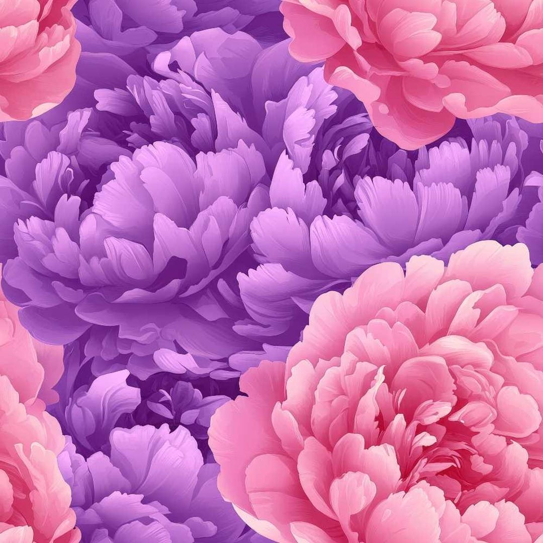 Purple and Pink Peony Flowers Pattern 3 Quilting Cotton Fabric - Etsy
