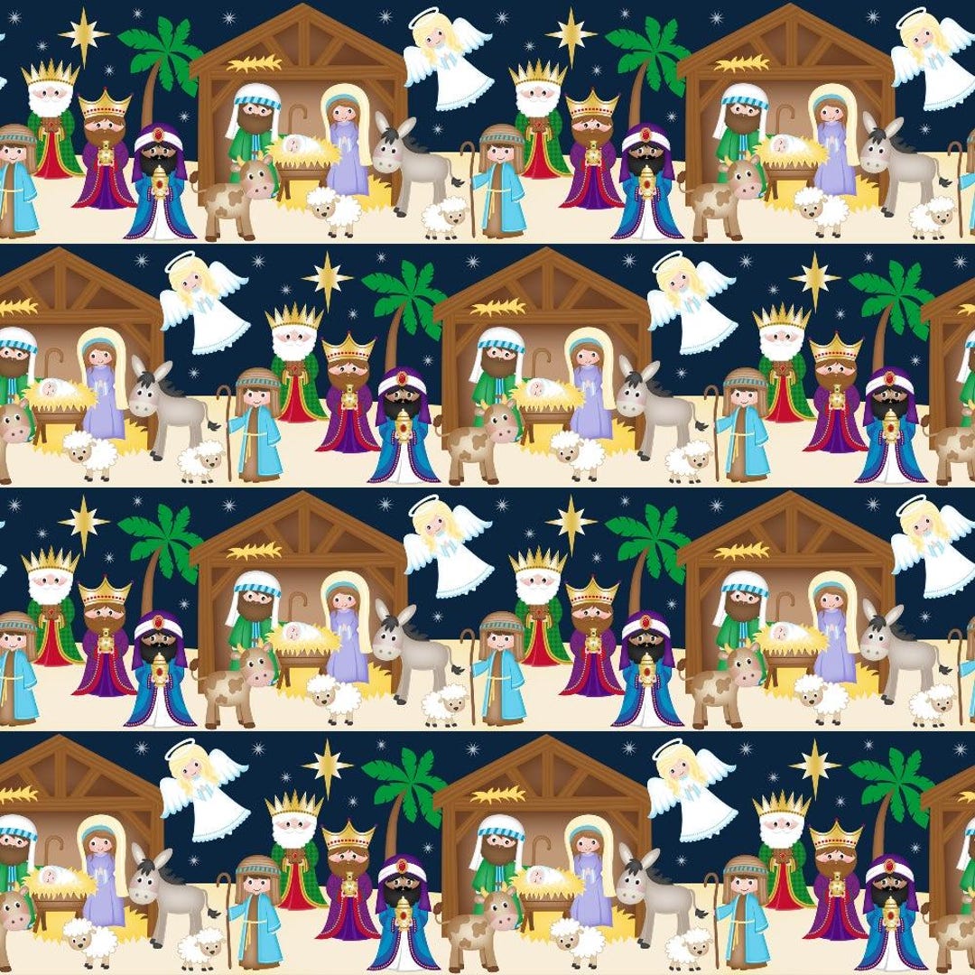 Cartoon Christmas Nativity Pattern 5 Quilting Cotton Fabric - Etsy