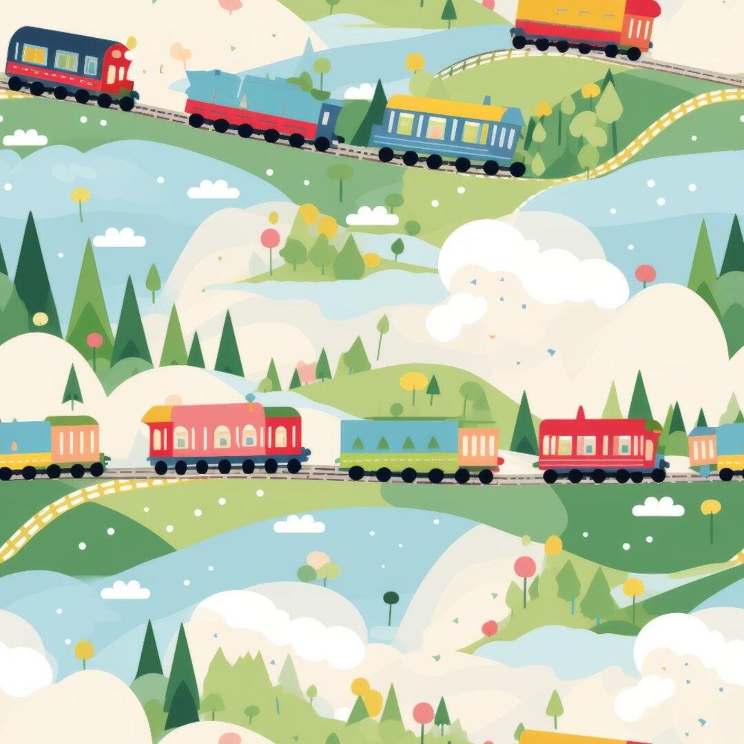 Cartoon Trains Pattern 17 Quilting Cotton Fabric - Etsy