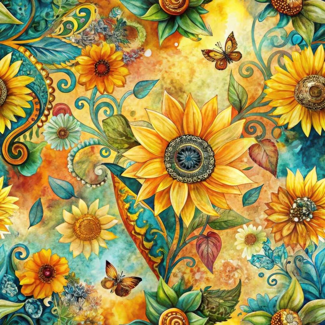 Sunflower Fields Pattern 2 Quilting Cotton Fabric - Etsy