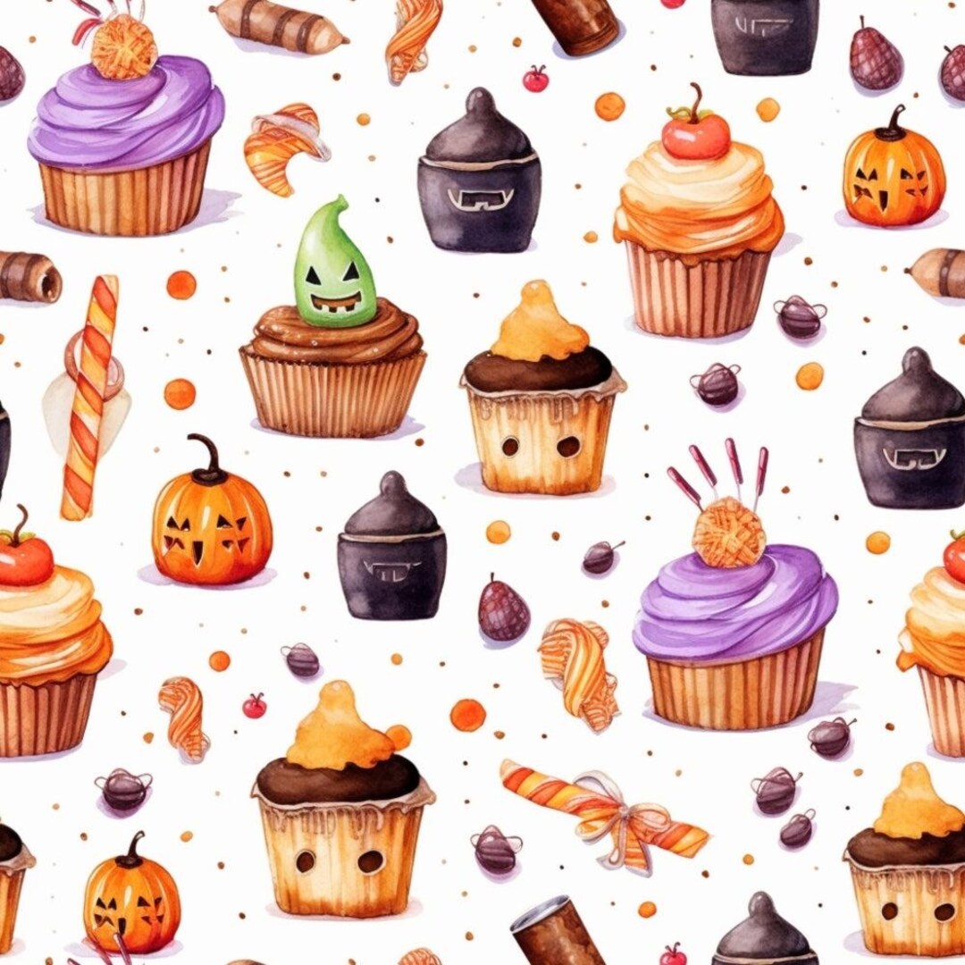 Watercolor Halloween Characters Pattern 8 Quilting Cotton Fabric - Etsy