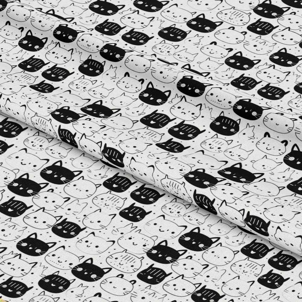 Black and White Cats Pattern 17 Quilting Cotton Fabric - Etsy