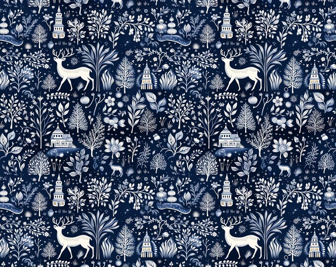 Delft Blue Winter Pattern 4 Quilting Cotton Fabric - Etsy