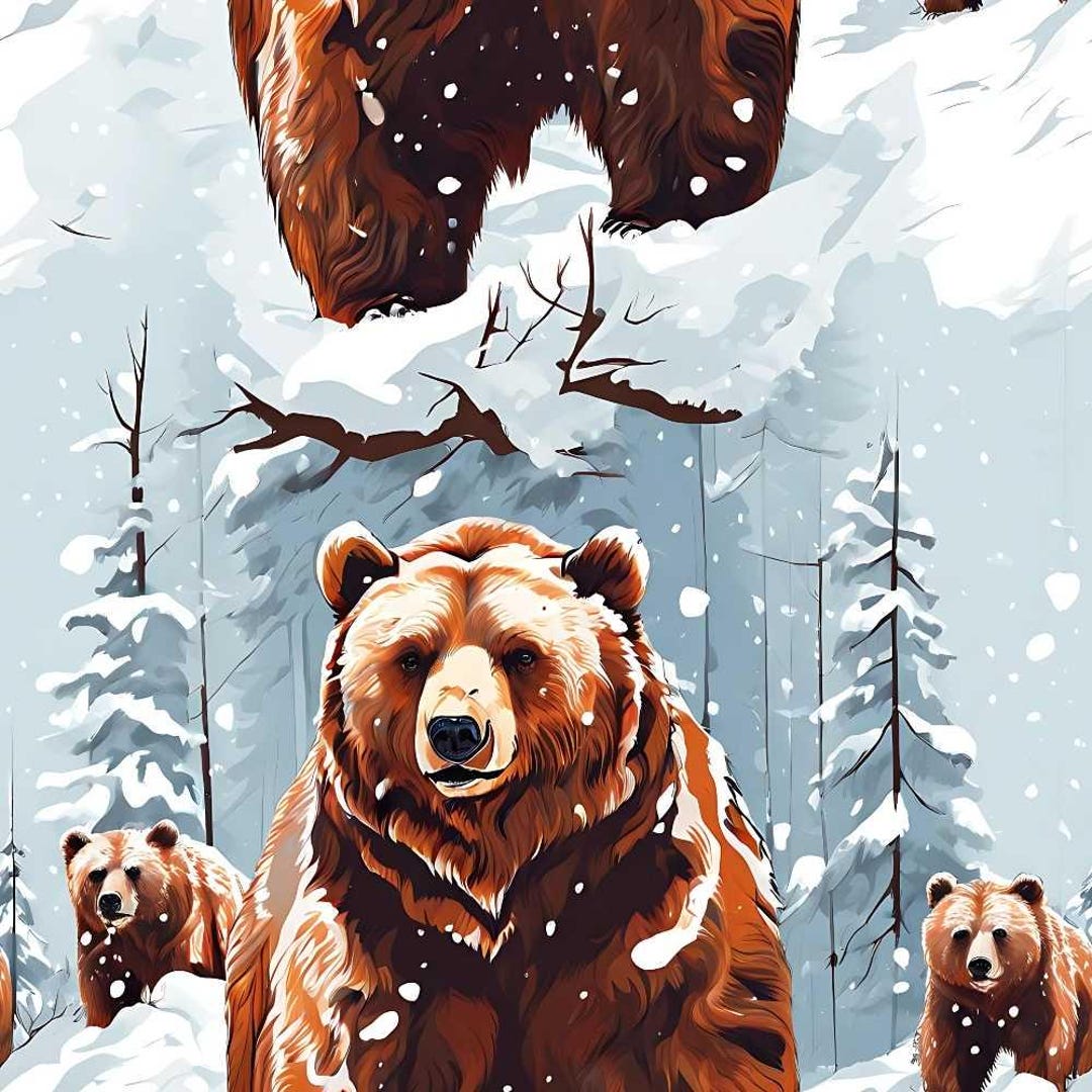 Winter Animals Pattern 4 Quilting Cotton Fabric - Etsy