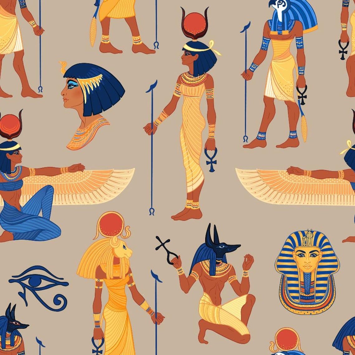 Egyptian Hieroglyphs Pattern 8 Quilting Cotton Fabric - Etsy