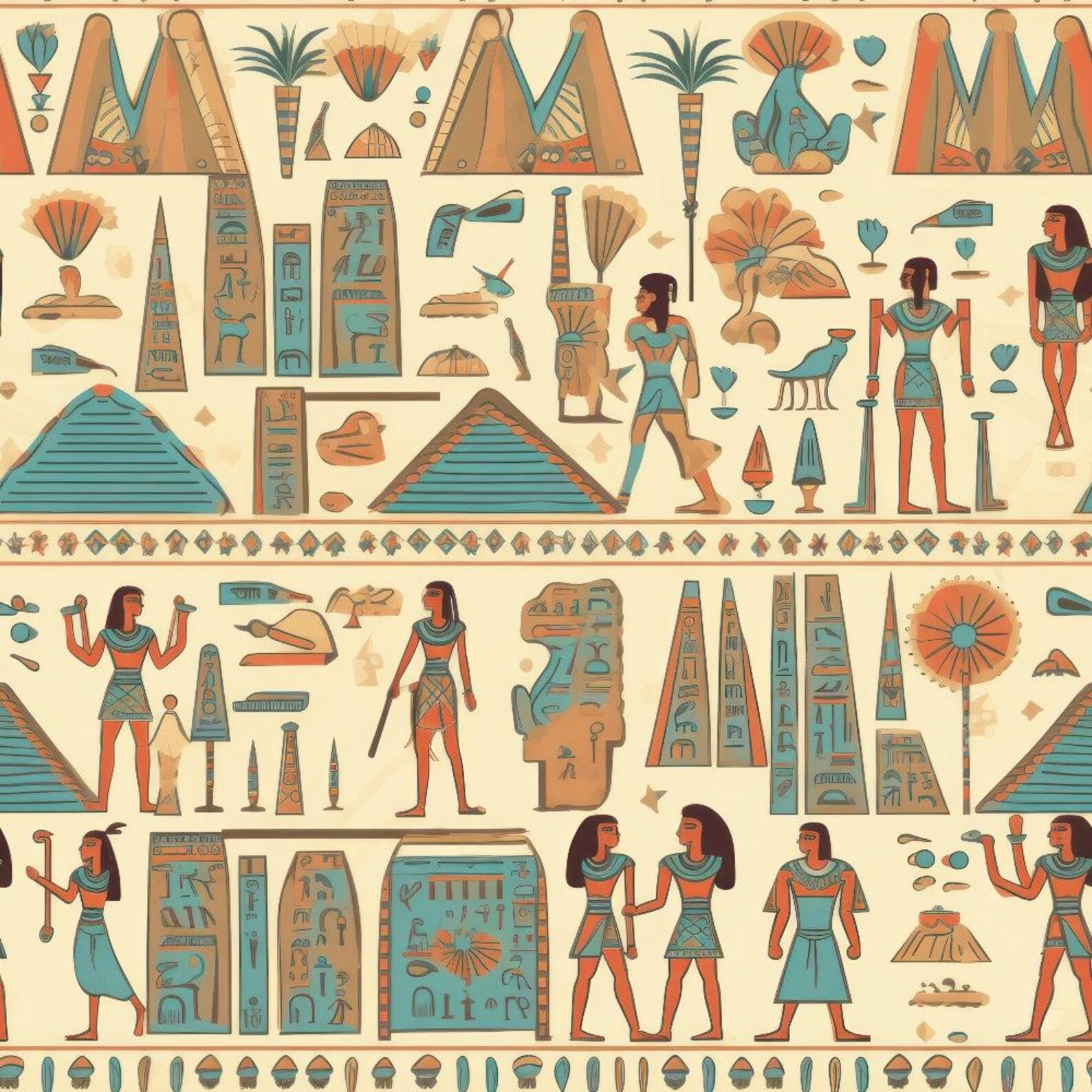 2D Ancient Egypt Pattern 64 Quilting Cotton Fabric - Etsy