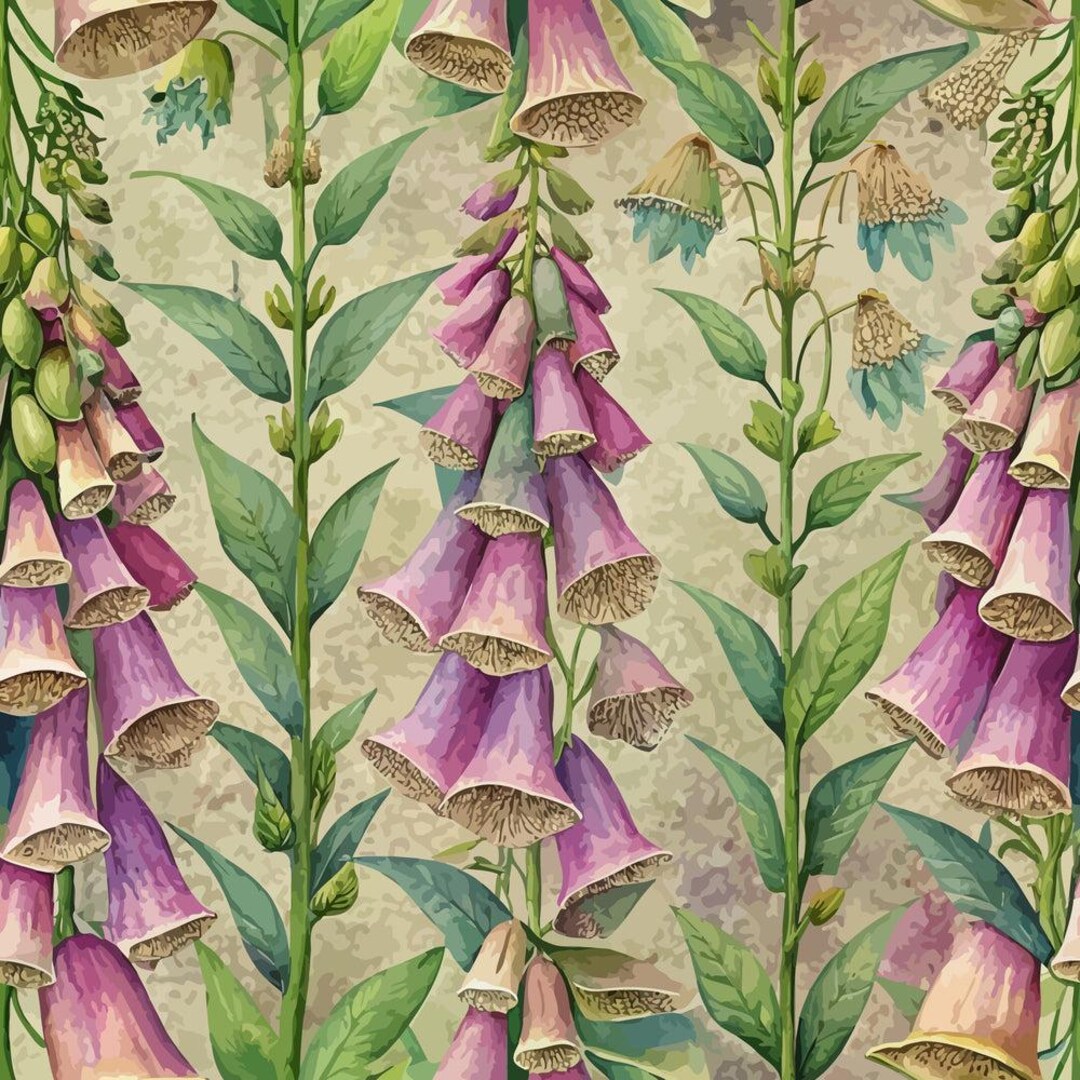 Art Nouveau Foxgloves Pattern 1 Quilting Cotton Fabric - Etsy