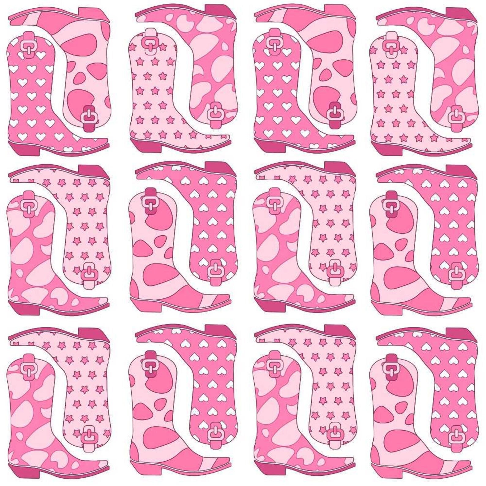 Pink Cowgirl Boots Pattern 4 Quilting Cotton Fabric - Etsy
