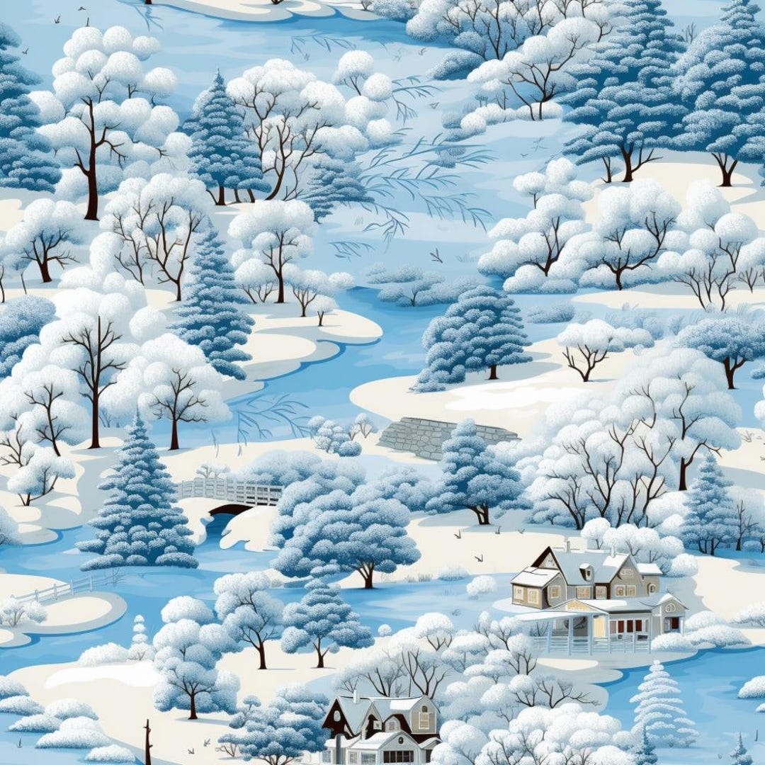 Winter Scenery Pattern 14 Quilting Cotton Fabric - Etsy