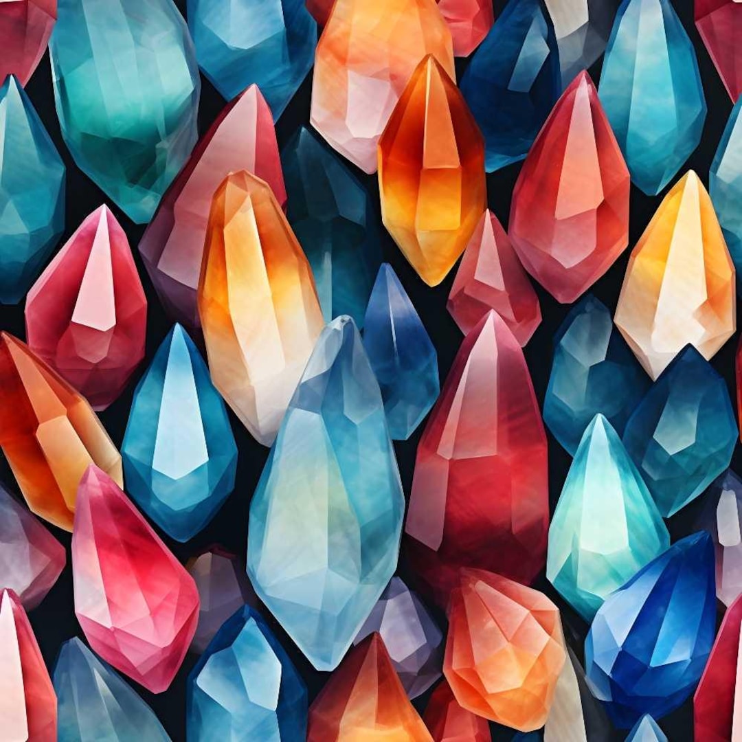 Gemstones and Crystals Pattern 7 Quilting Cotton Fabric - Etsy