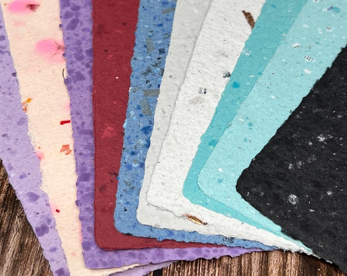 Handmade Recycled Paper-10 Sheet Assortment - Etsy