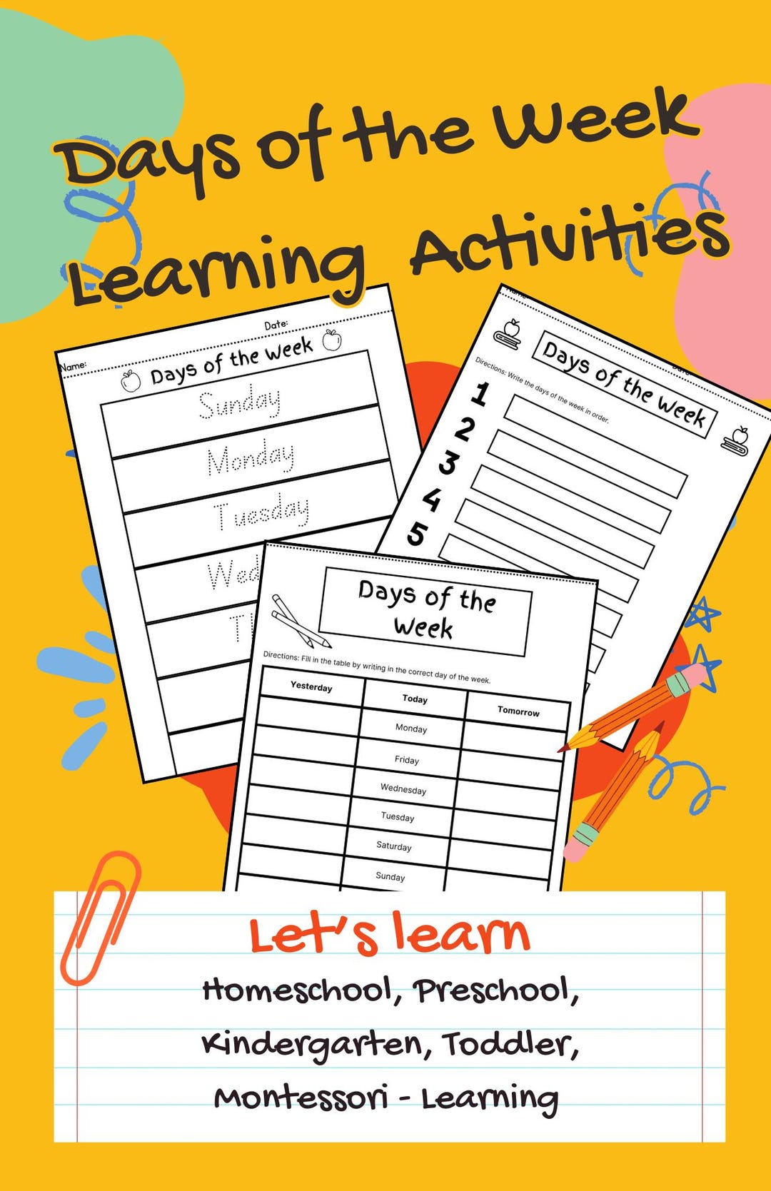 Learning Worksheets | Days of the Week | Printable Worksheets ...