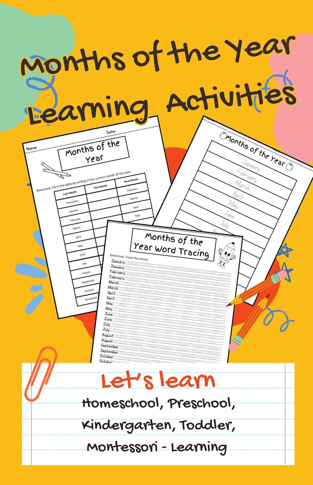 Early Education | Months of the Year | Learning Binder | Homeschool ...