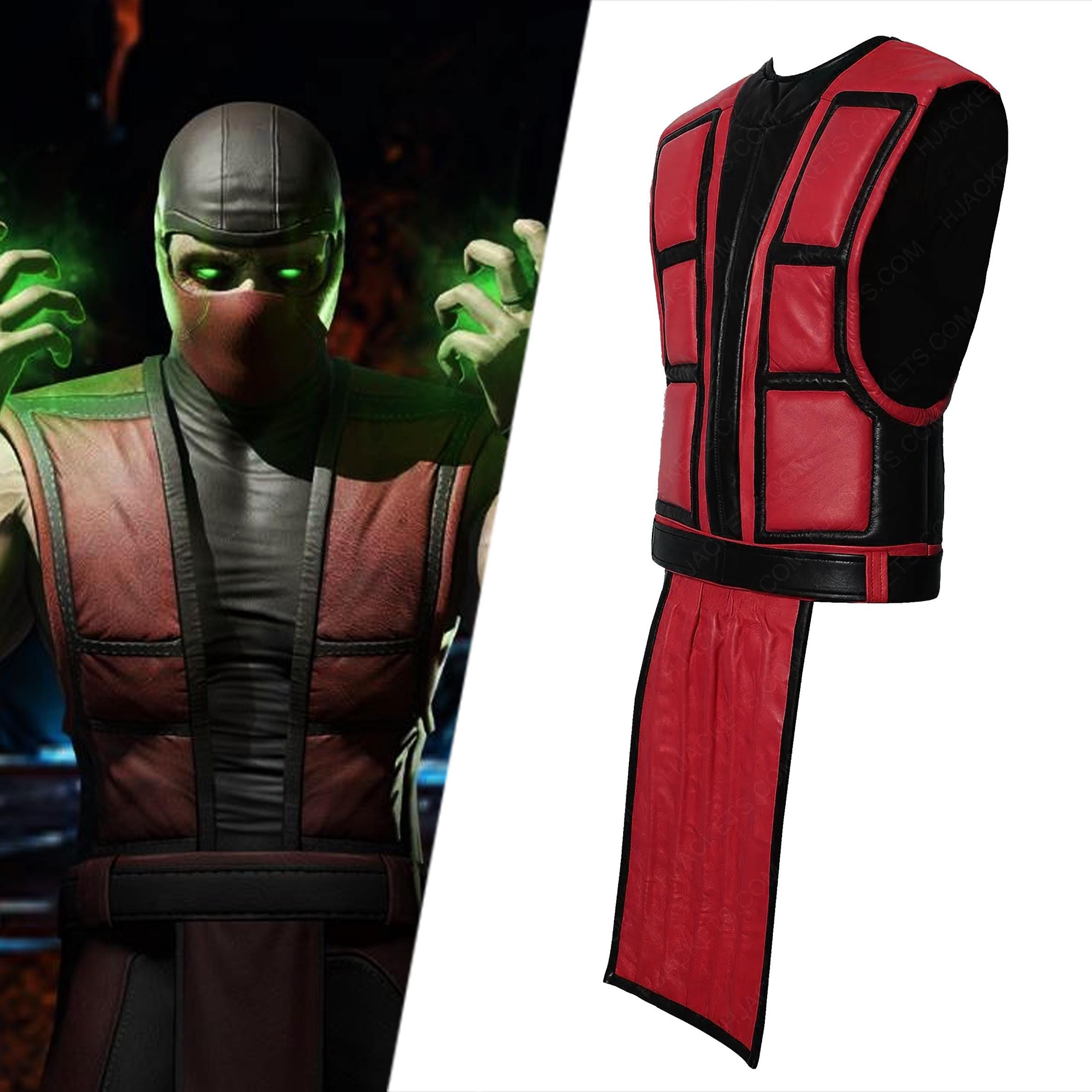 Mortal Kombat Ermac Leather Vest, Red MK Suit for Cosplay Events Great ...