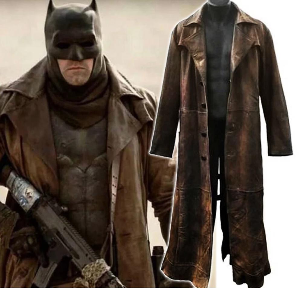 Vintage Batman Brown Distressed Duster Coat, Real Sheepskin Leather ...