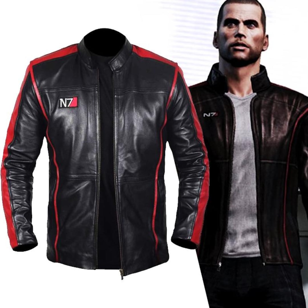 N7 Mass Effect Leather Jacket, Motorcycle Bomber for Cosplay Gamers ...