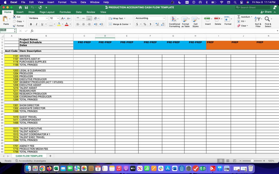 Customizable Production Accounting Cash Flow Template for Film and TV ...