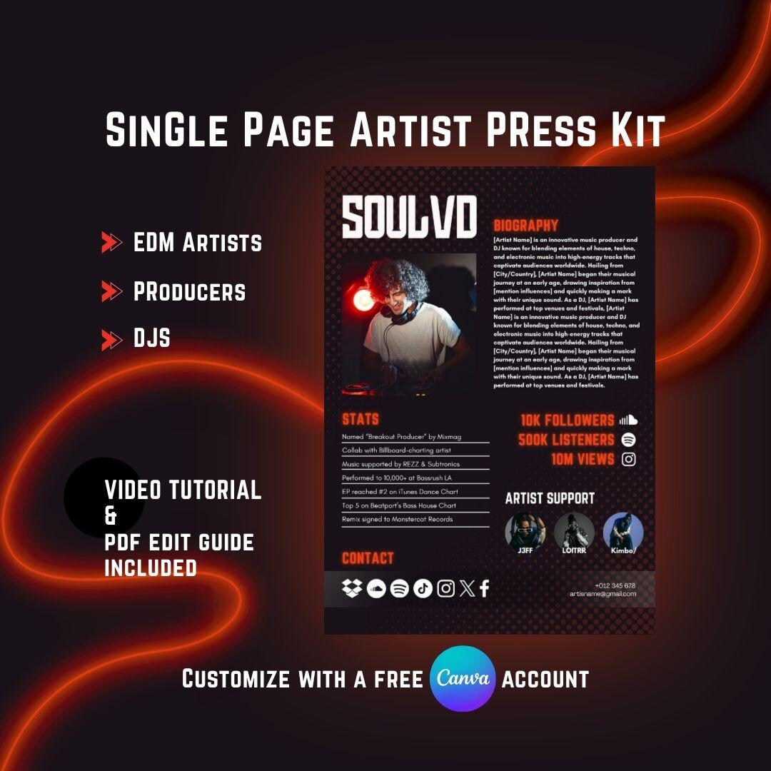 EDM DJ Producer Press Kit Template | Canva EPK (digital Download) - Etsy