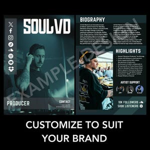 2-page "sleek" EPK Template | Instant PDF Download - Etsy