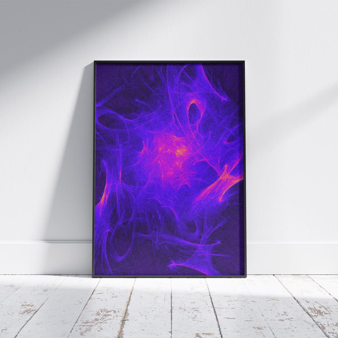 Starburst Nebula Art Retro Abstract Galactic Design in Purple and Pink ...
