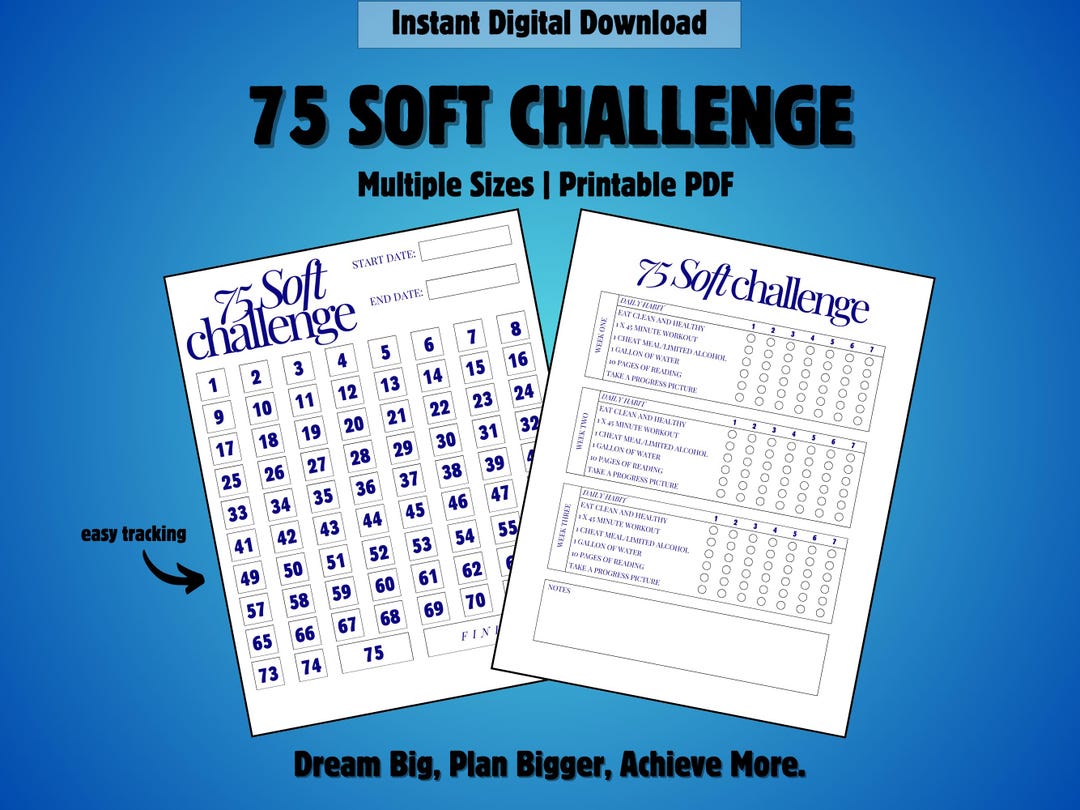 75 Soft Challenge Tracker, 75 Soft Challenge, 75 Day Challenge ...