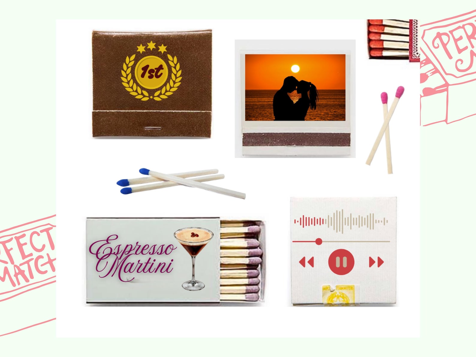 Personalized Matchbox Art Print Template for Him & Her, Editable Canva ...