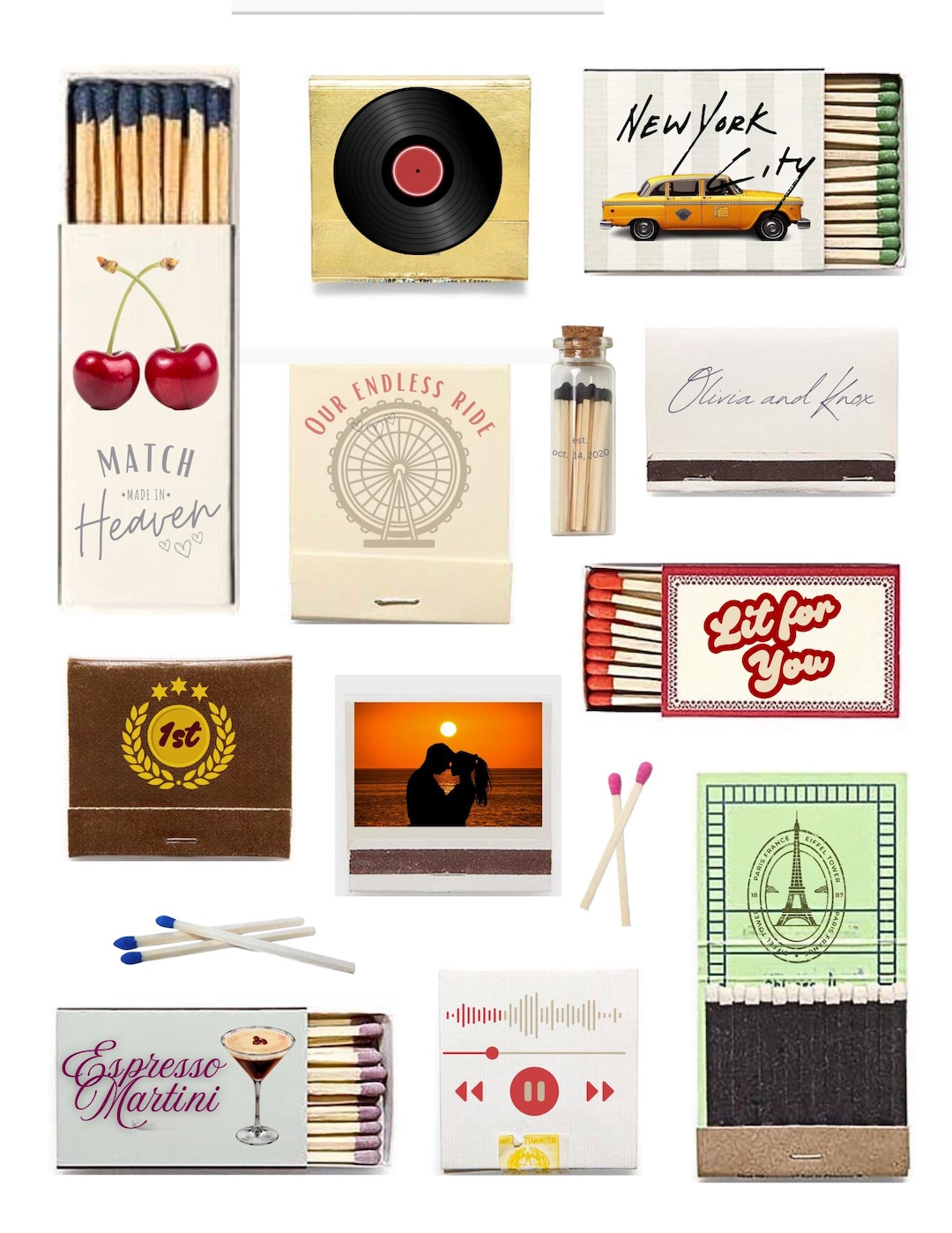 Personalized Matchbox Art Print Template for Him & Her, Editable Canva ...