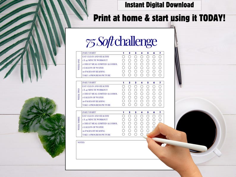 75 Soft Challenge Tracker, 75 Soft Challenge, 75 Day Challenge ...