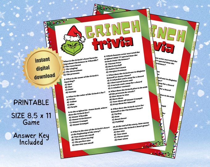 4 Grinch Games Bundle, Funny Grinch Christmas Games for Kids, Christmas ...