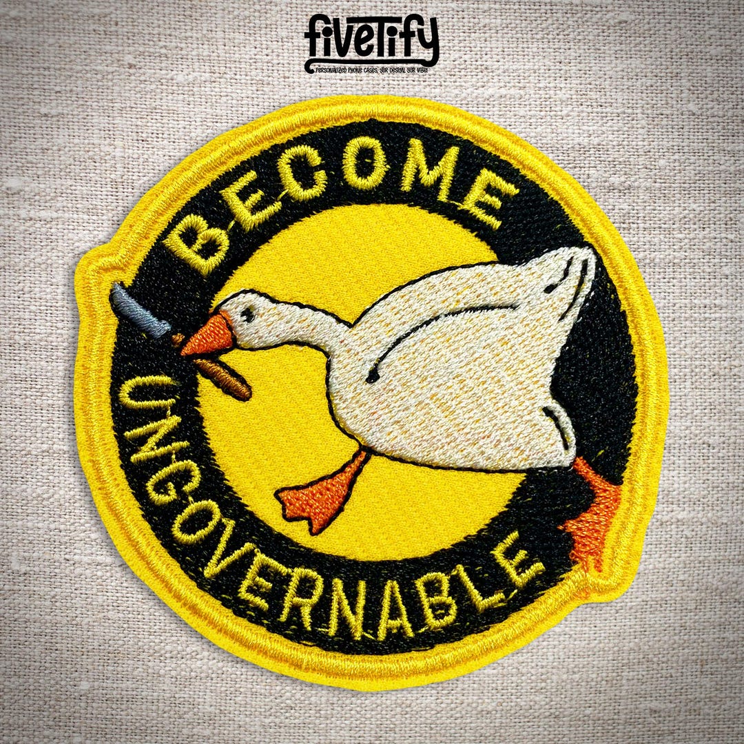 Become Ungovernable Goose With Knife Patch Funny Goose Patches Animal ...