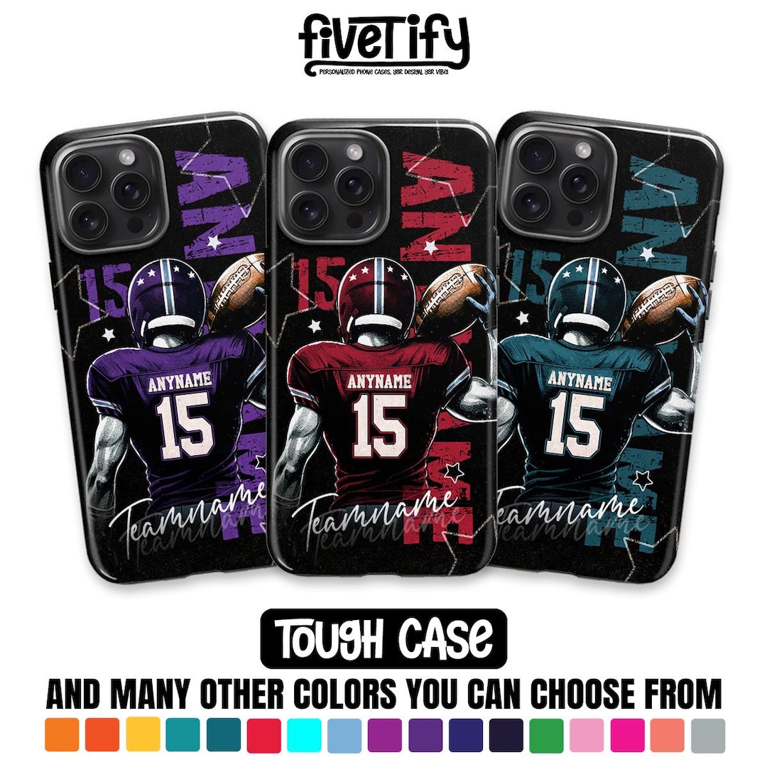 Custom Football Phone Case, Personalized Football Name and Number Tough ...