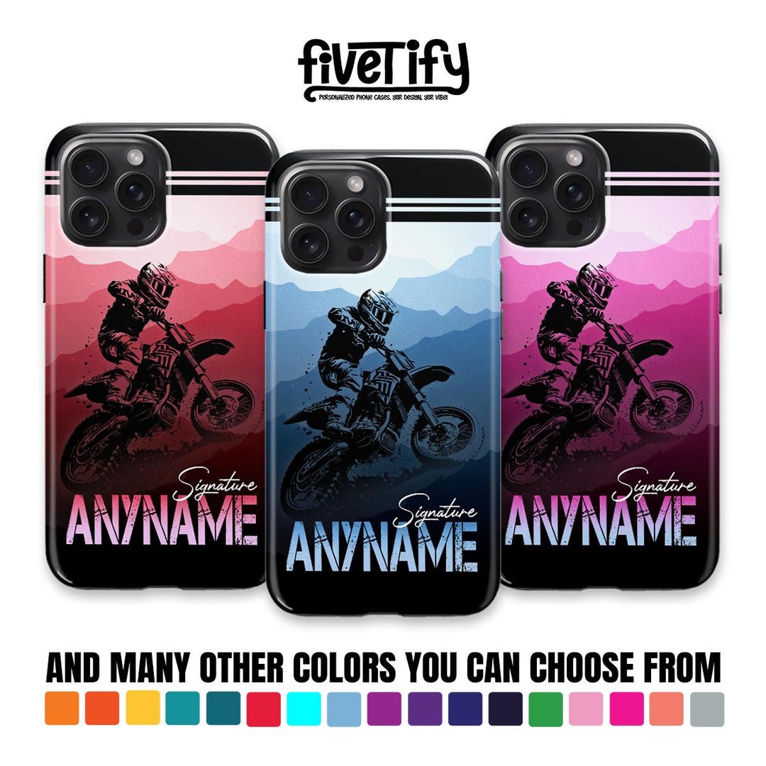 Custom Motocross Dirt Bike Phone Case, Personalized Name Biker Rider ...