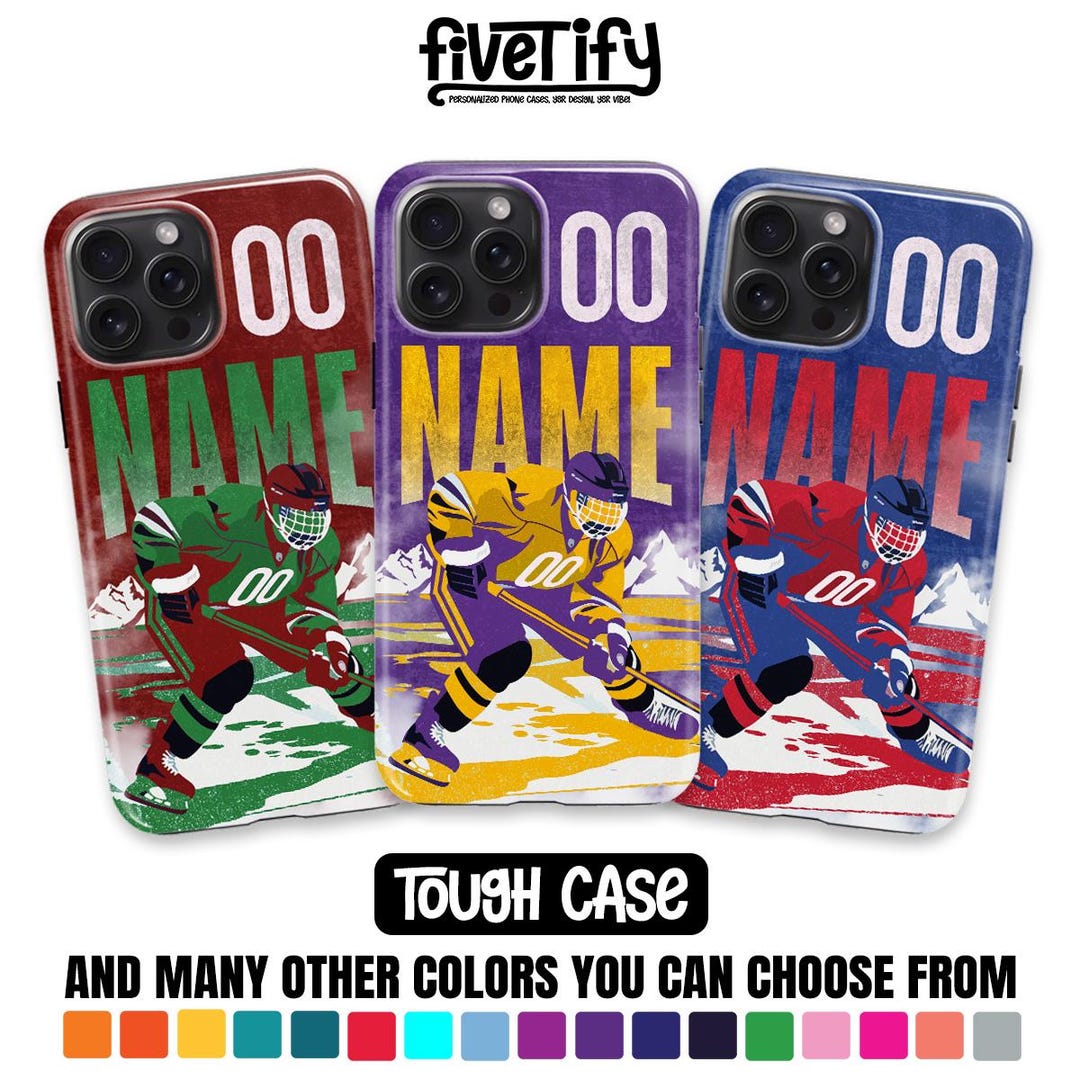 Custom Hockey Sport Phone Cases, Personalized Ice Hockey Name Number ...