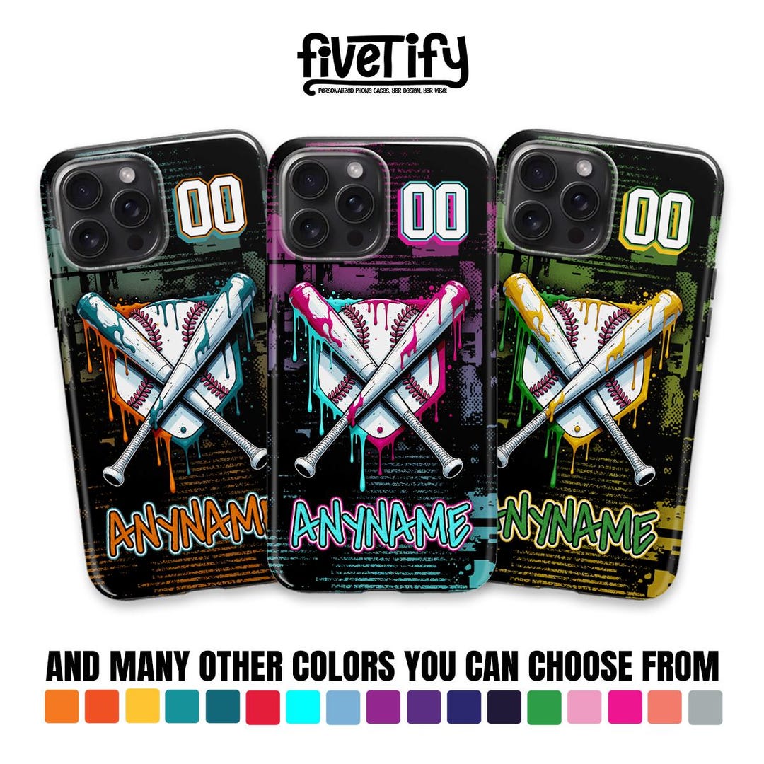 Custom Baseball Name Ice Cream Drip Phone Case Personalized Name ...