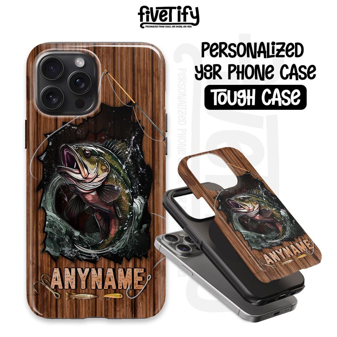 Custom Name Fishing Phone Case Personalized American Camo Flag Fishing ...
