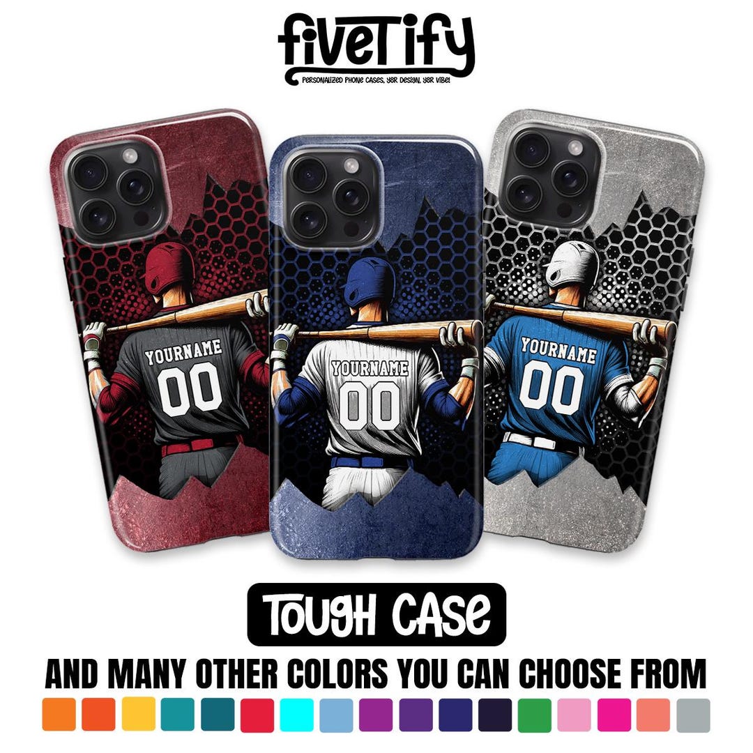 Custom Baseball Name Backside Phone Case, Personalized Softball Name ...
