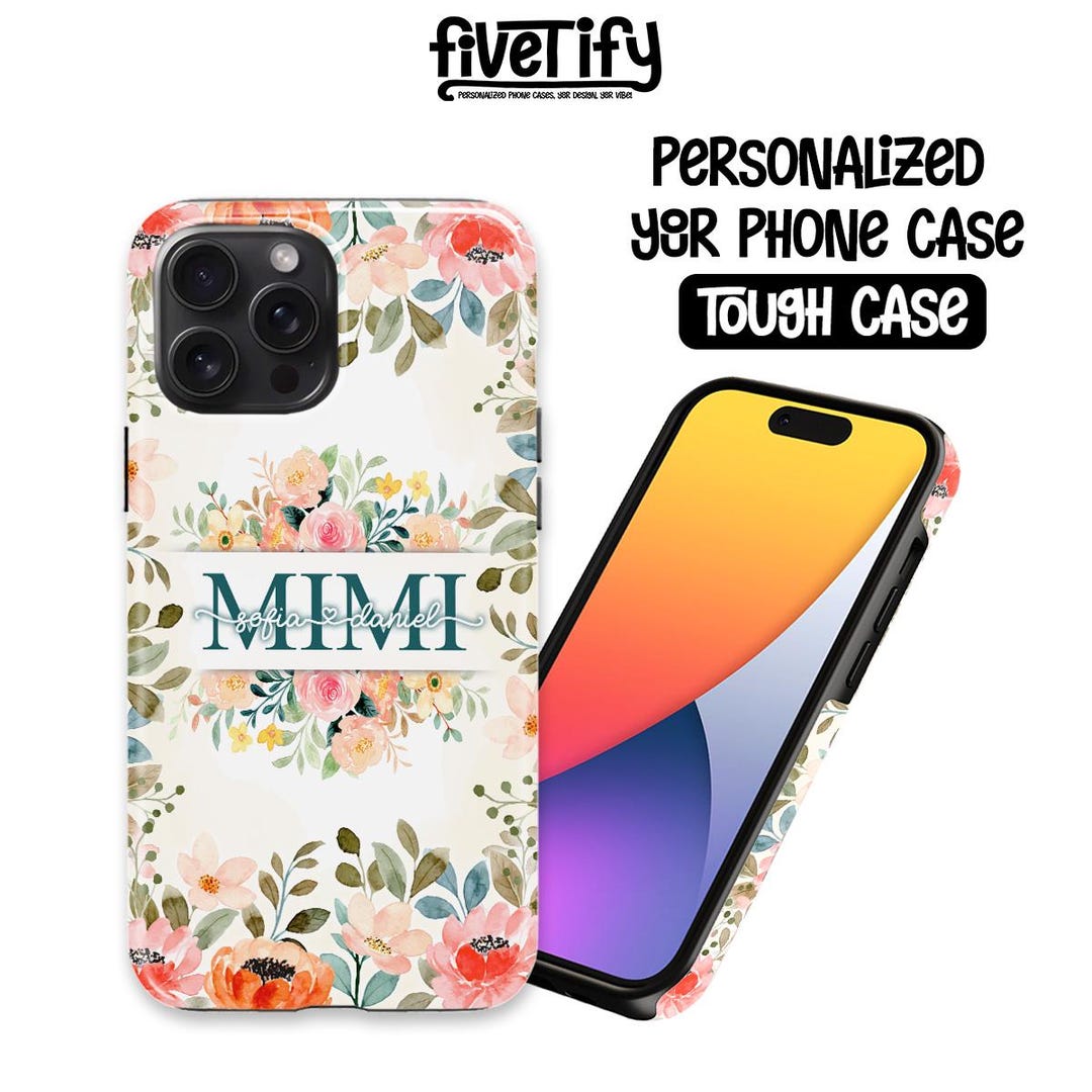 Personalized Mimi Gigi Nana Grandma Mom Flower Phone Case, Custom Kids ...