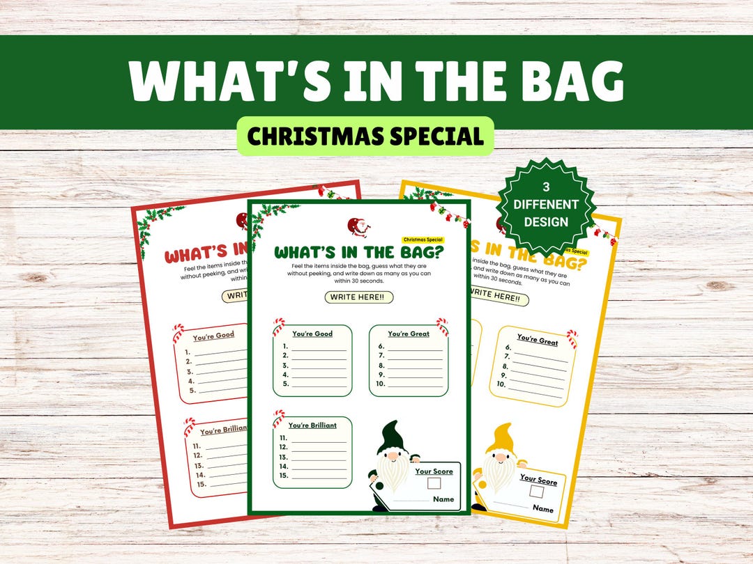 What's in the Bag Christmas Special Game, Group Game Christmas, Party ...