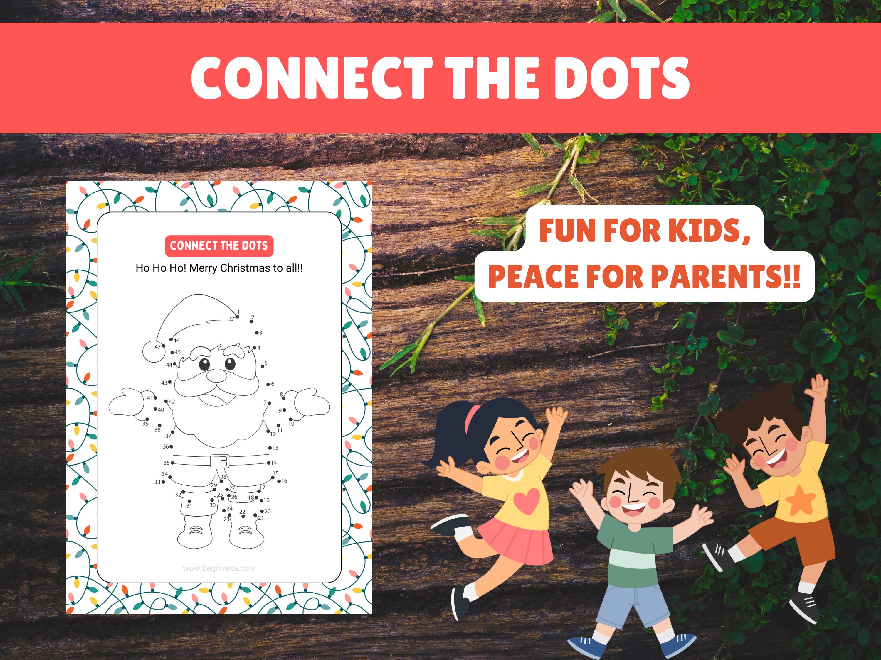 Dot to Dot Activity for Kids, Christmas Connect the Dots Game, Dot to ...