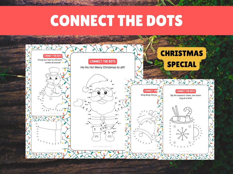 Dot to Dot Activity for Kids, Christmas Connect the Dots Game, Dot to ...