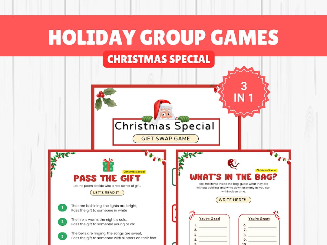 Holiday Group Games, Family Game Bundle, Family Fun Game, Christmas ...
