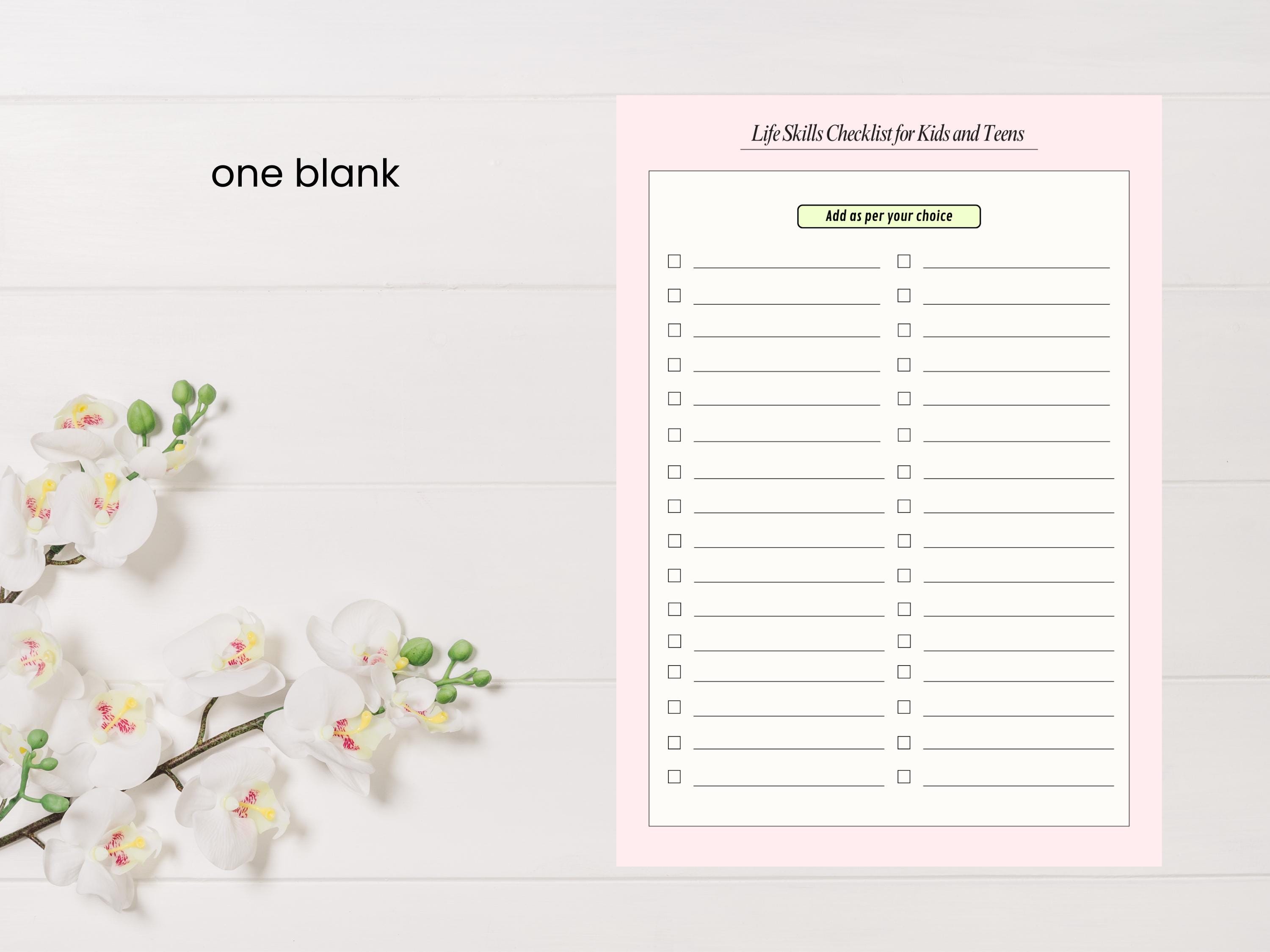 Editable Life Skills Checklist, Life Skills for Kids & Teens ...
