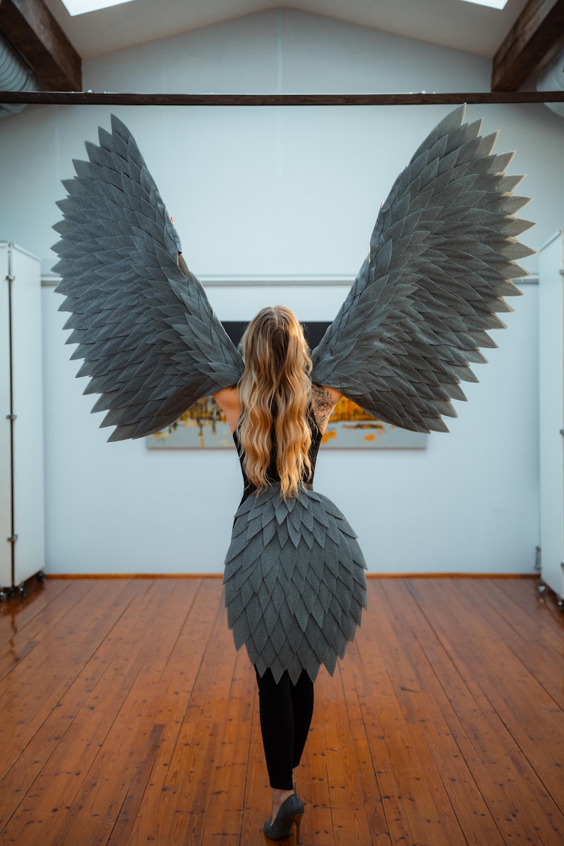 Gray Bird Wings Costume With Tail: Flexible Cosplay Wings - Etsy